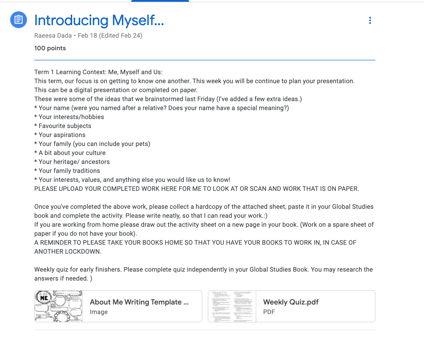 Course: 7C2 Global Studies | MHOL